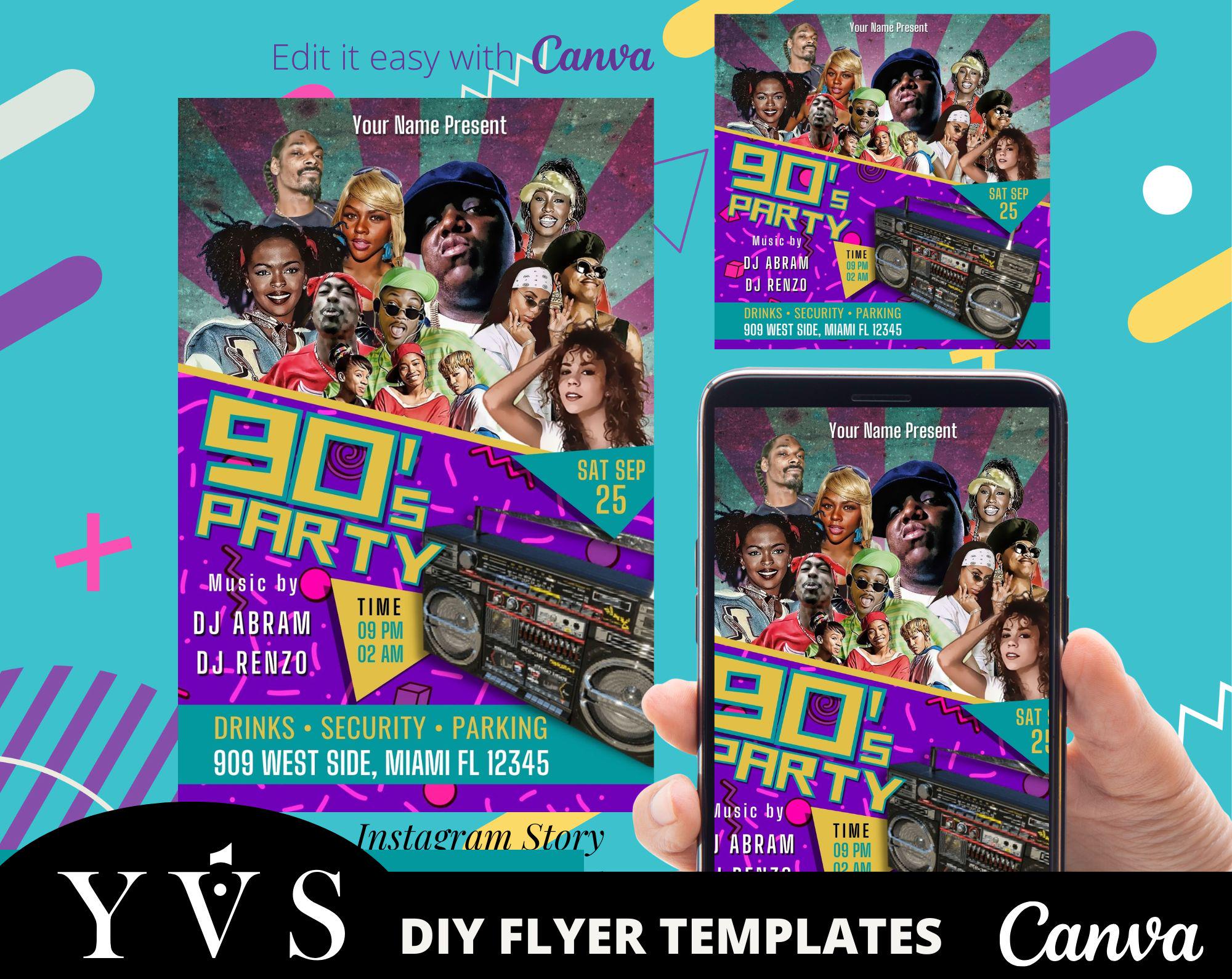 90s Party Invitation, Editable 90s Birthday Invitation,90s Invitations ...