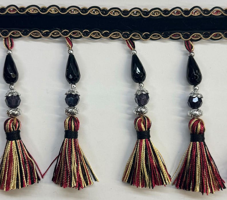 Per Yard-drapery Trim -black- Beaded Trim- Design 19 - 4 1/4" Inches - Etsy