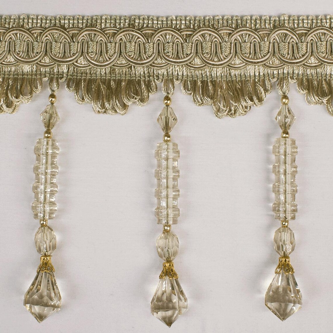 Per Yard-drapery Trim -green- Beaded Trim -design 4- 4 1/2" Inches - Etsy