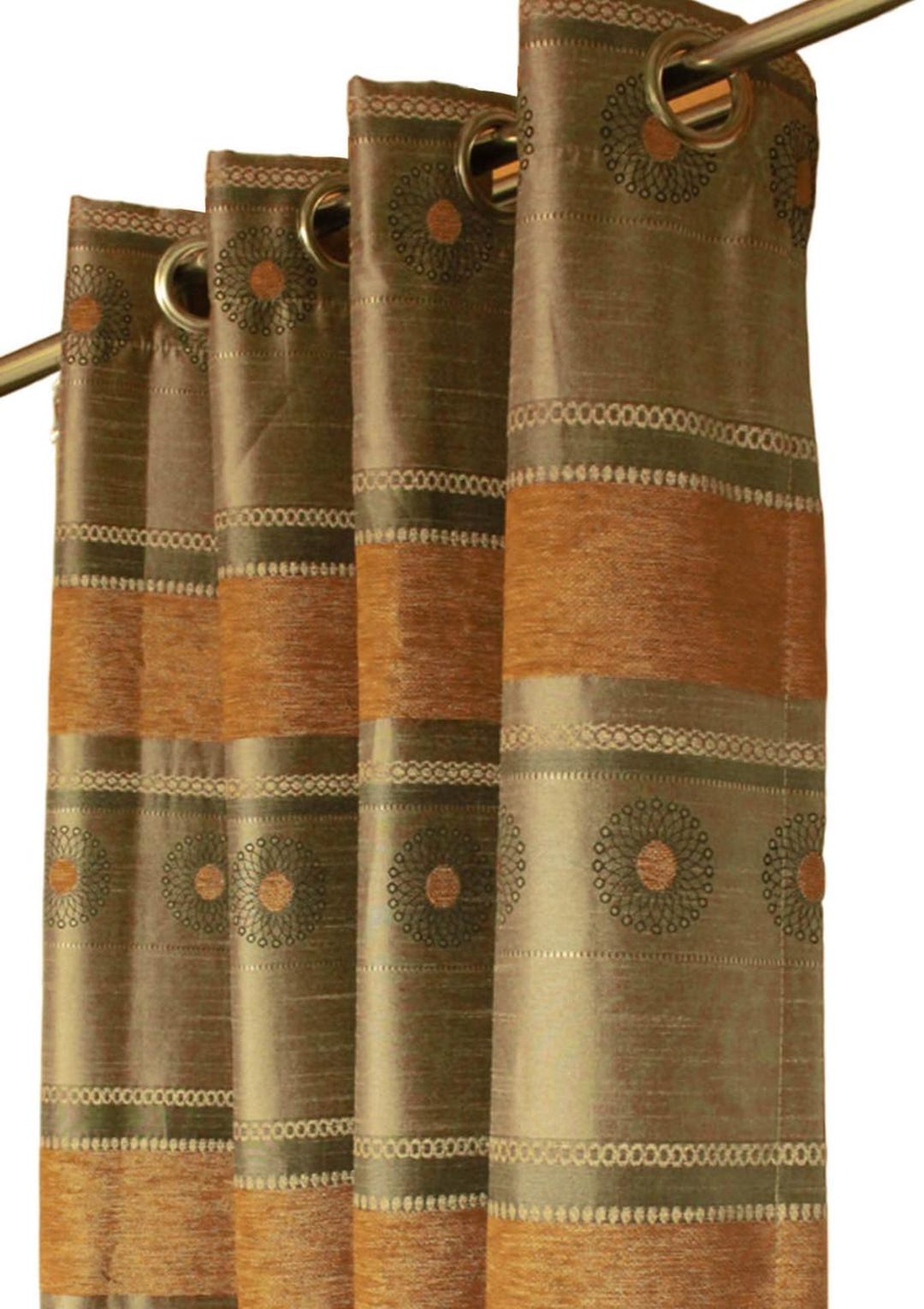 Horizontal Velvet Drapery Panel - Green Light Brown - Rayon - 56"x96 ...