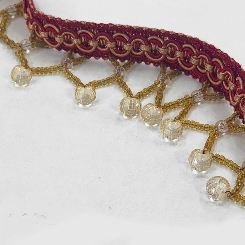 Per Yard-drapery Trim - Red- Beaded Trim- Design 11 - 2" Inches - Etsy