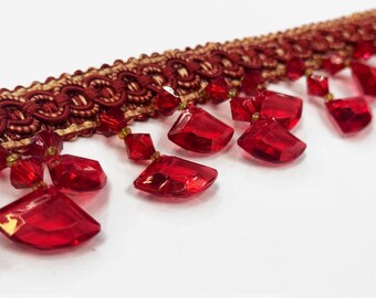 Per Yard-drapery Trim - Red- Beaded Trim- Design 11 - 2" Inches - Etsy
