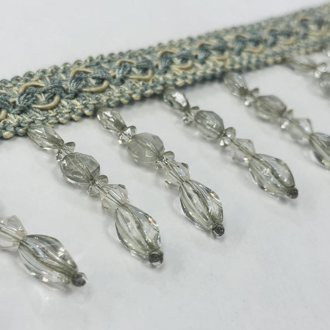 Per Yard - Blue Green - Beaded Trim - Design 1- 2" Inches - Etsy