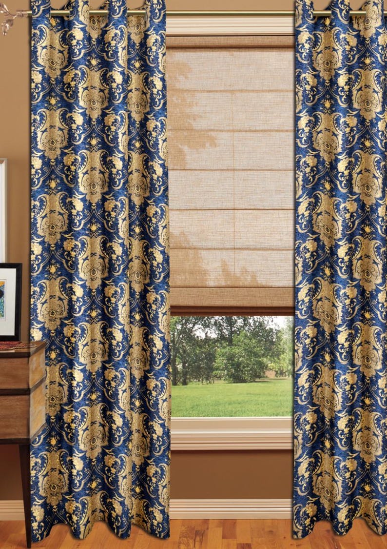 Sold per Panel- Drapery Chenille Panel With Lining- 60" X 96" - Blue ...