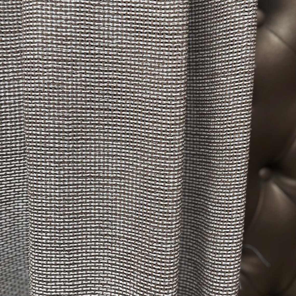 Linen Look Sheer Curtain - Brown & White - Linen Look- 60 X 96 Inches ...