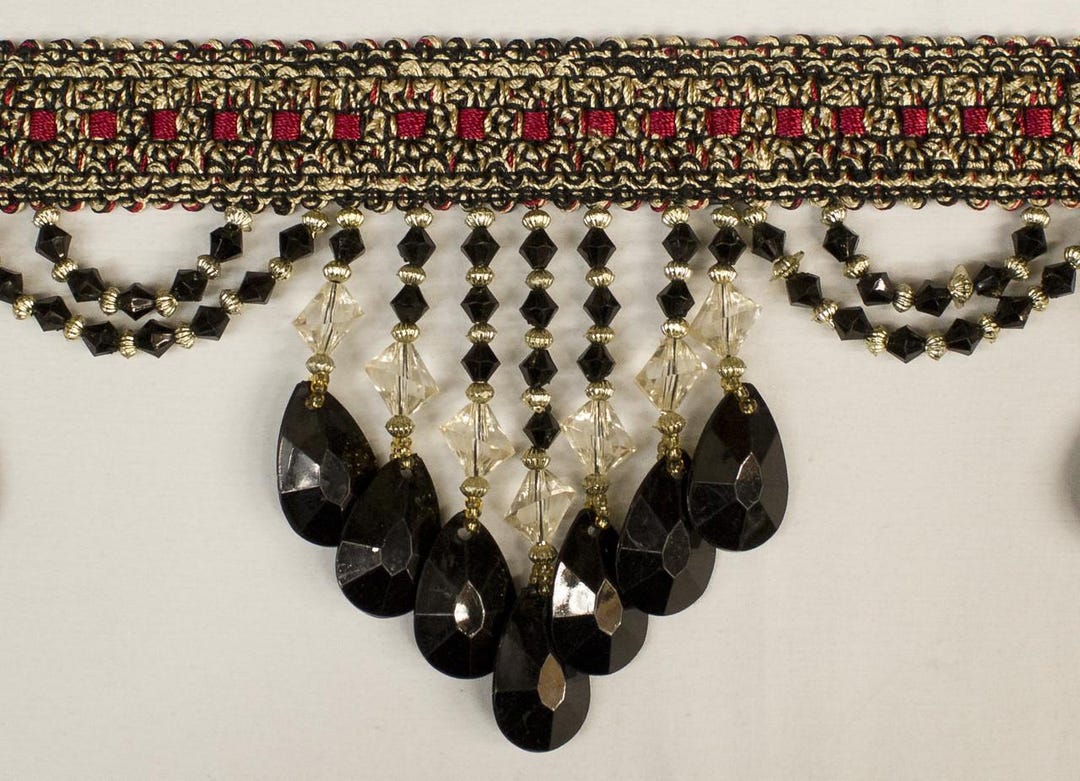 Per Yard-drapery Trim - Black- Beaded Trim- Design 21 - 4" Inches - Etsy