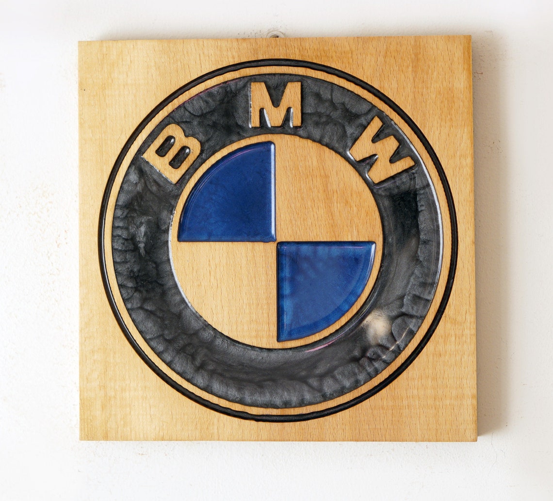 Wood / Epoxy BMW Emblem for Wall Hanging, Wooden BMW Logo With Epoxy ...