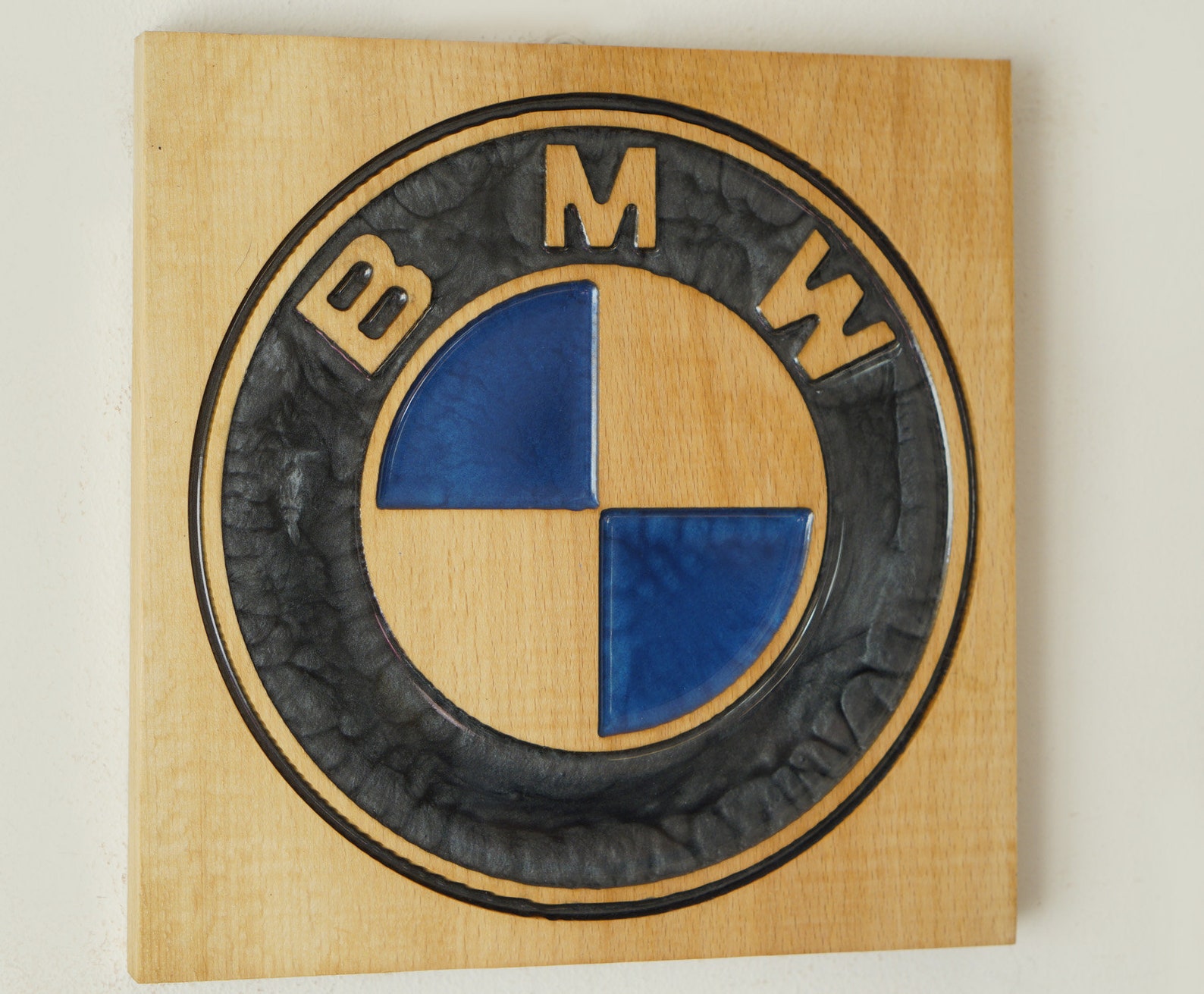 Wood / Epoxy BMW Emblem for Wall Hanging, Wooden BMW Logo With Epoxy ...