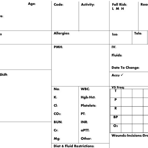 Report Sheet for a Nurse Pca Pct Cna Med Tech Lpn - Etsy