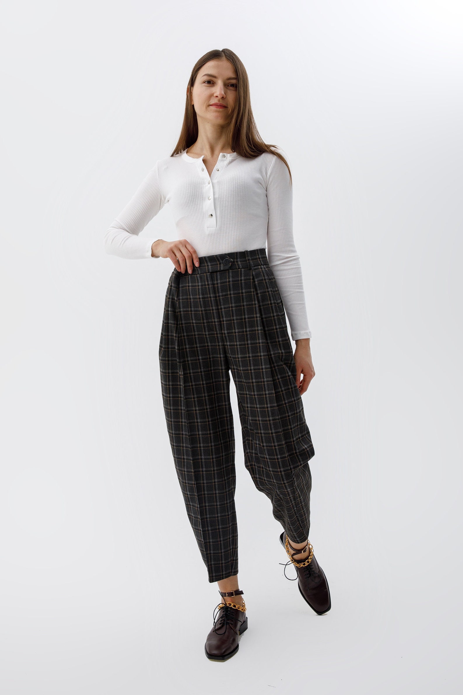 High Waist Plaid Pants Women Check Pants Custom Pants Wool - Etsy Canada