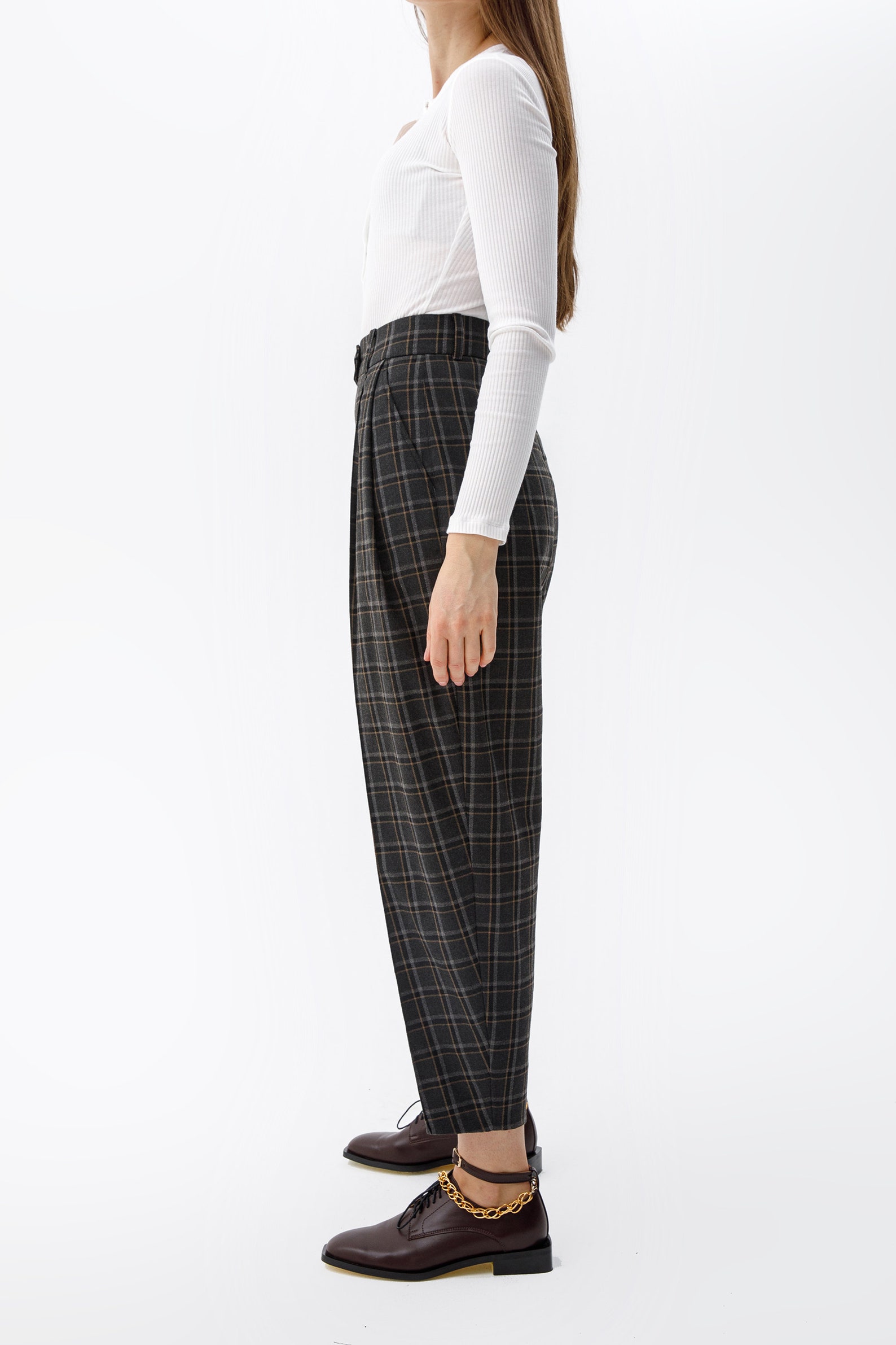 High Waist Plaid Pants Women Check Pants Custom Pants Wool - Etsy Canada