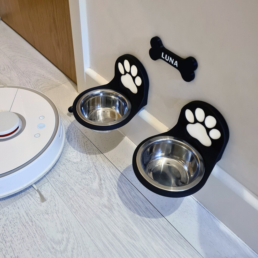 Wall Mounted Dog/cat Feeding Bowl Customisable/personalised Robot ...