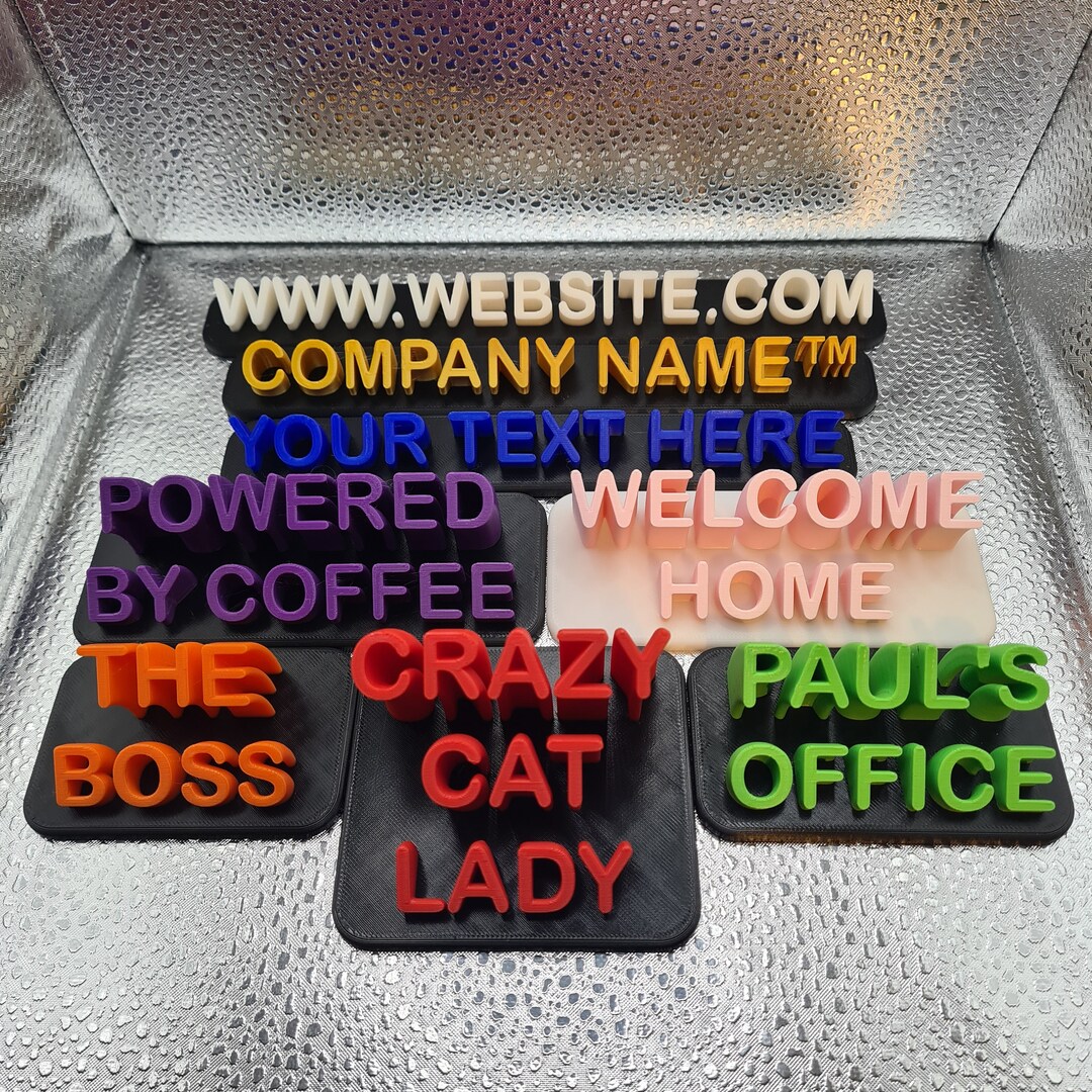 Personalised Desk Plaque 3D Printed | Custom Wording, Office Accessory ...