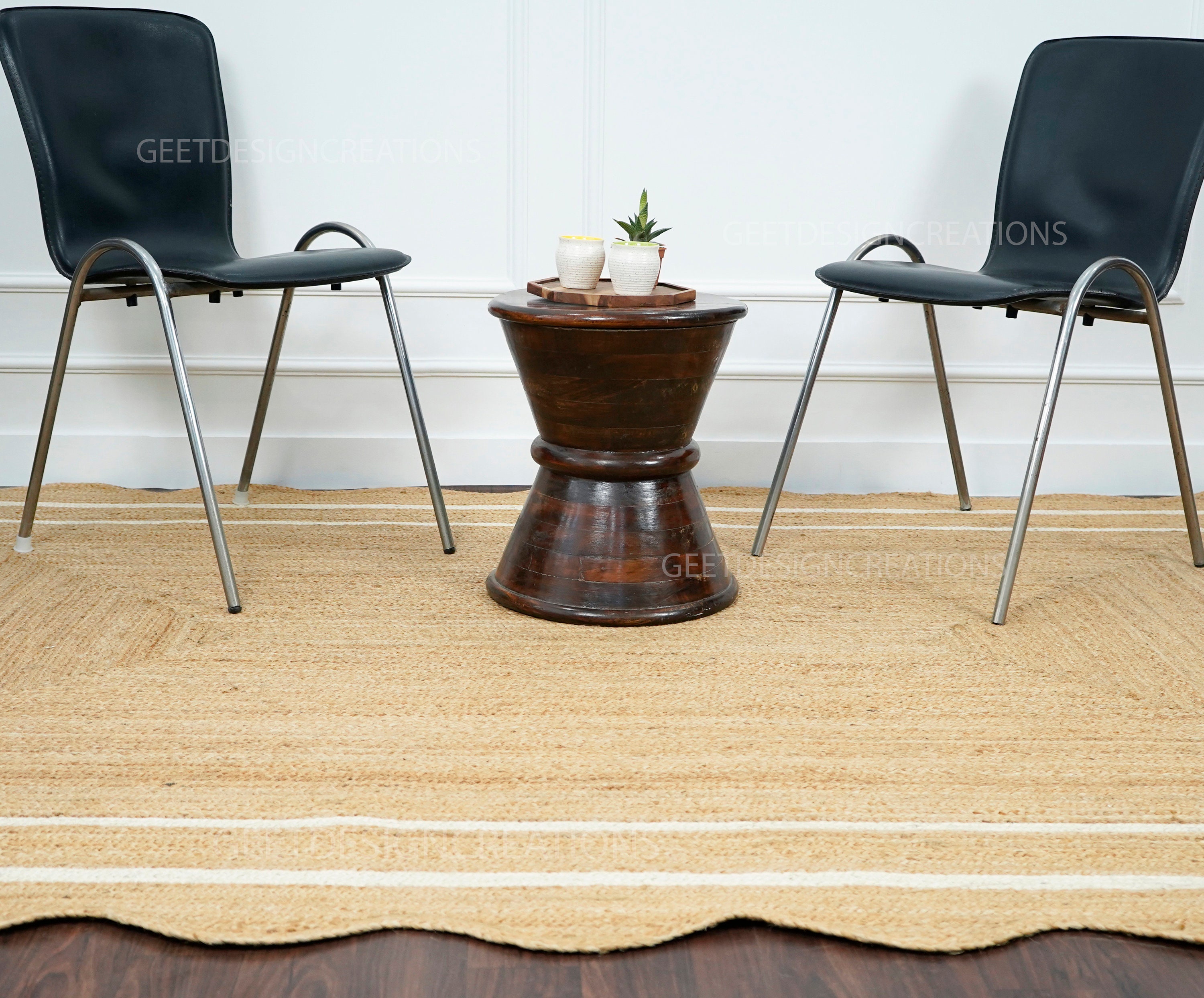 Jute Rug, Rugs, Scalloped Wavy Jute Rug, Wavy Edges Rug, Boho Decor ...