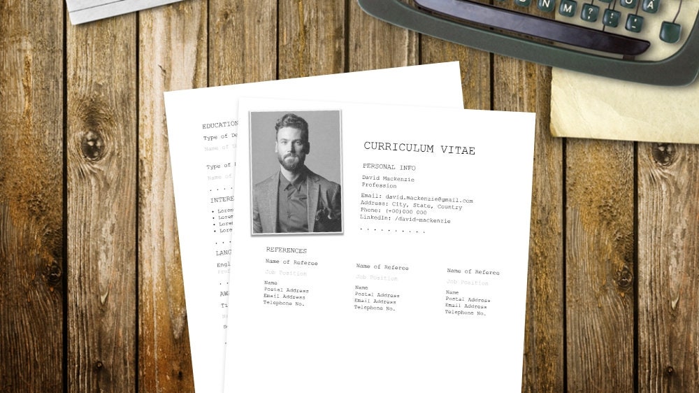 Old School CV Template Resume Template Basic CV Template - Etsy Singapore