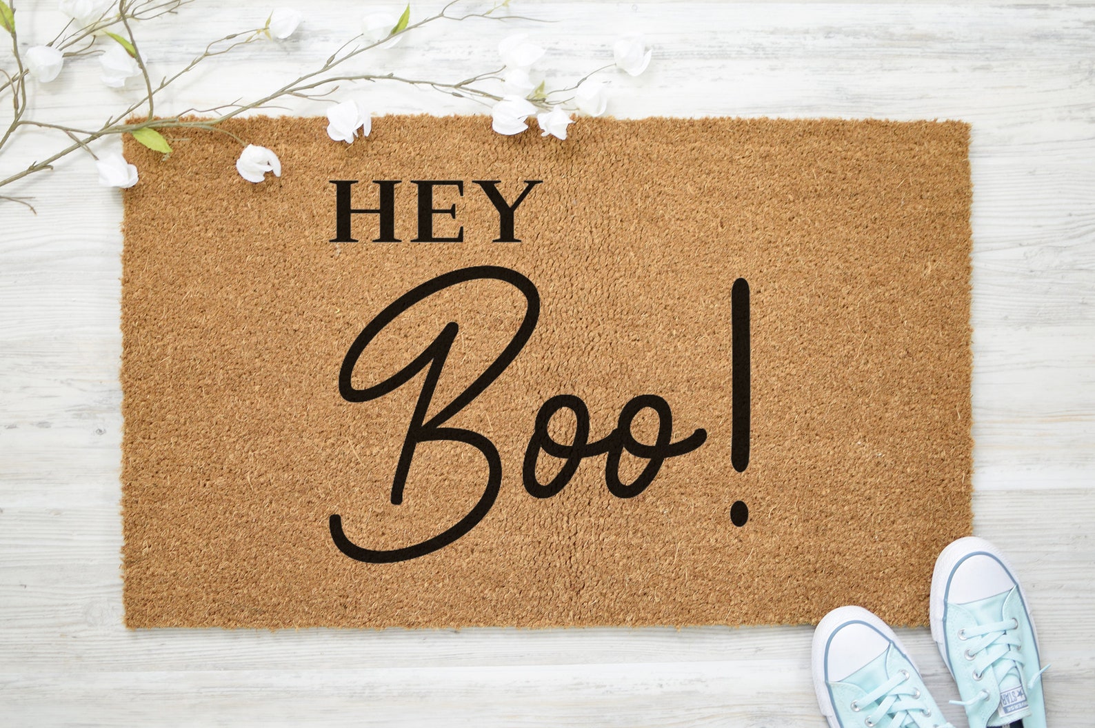Hey Boo Door Mat Halloween Doormat Fall Decor Funny Mat | Etsy