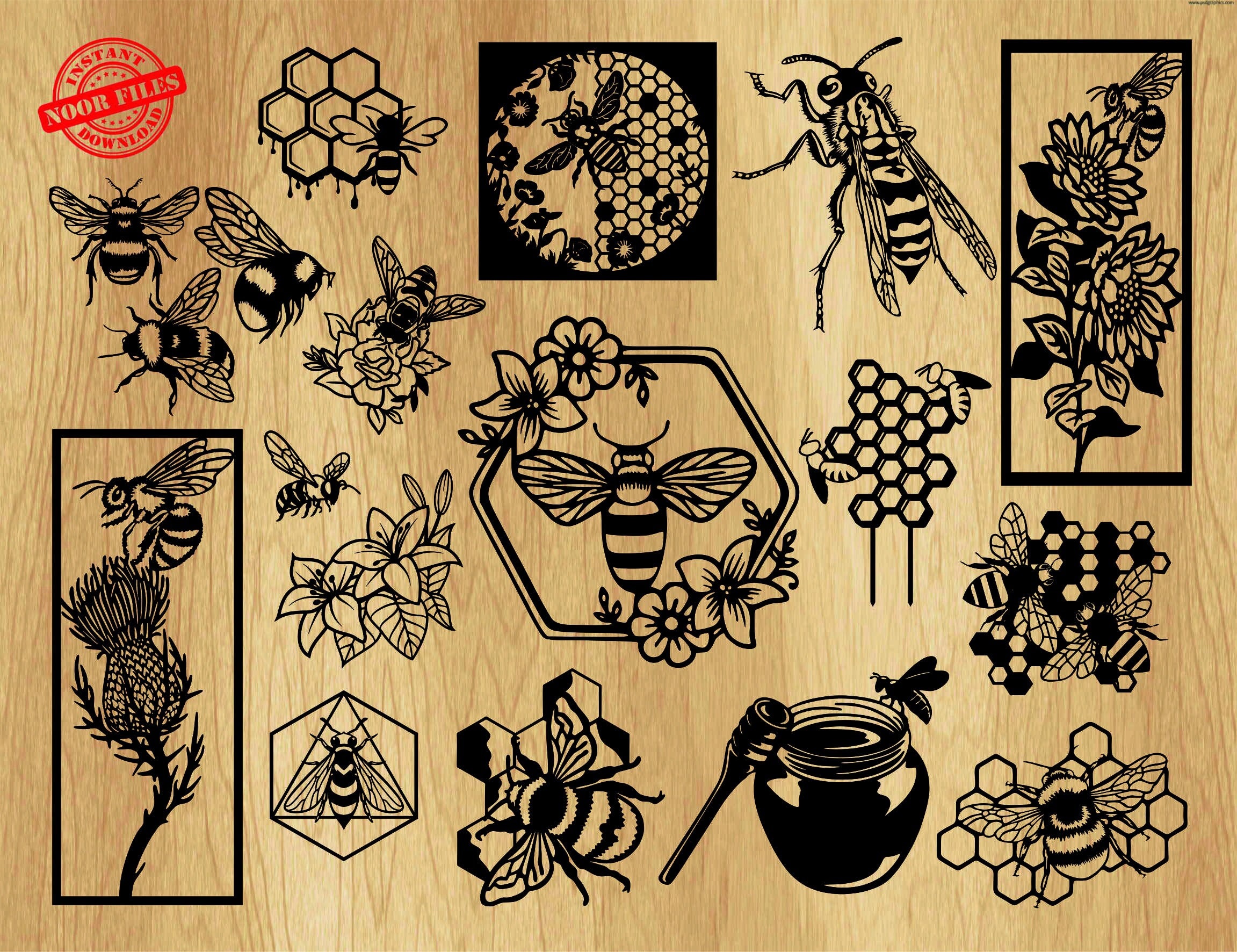 Bee Laser Cut,bee Svg Bundle,honey Bee Svg,queen Bee Svg,bee Kind Svg ...
