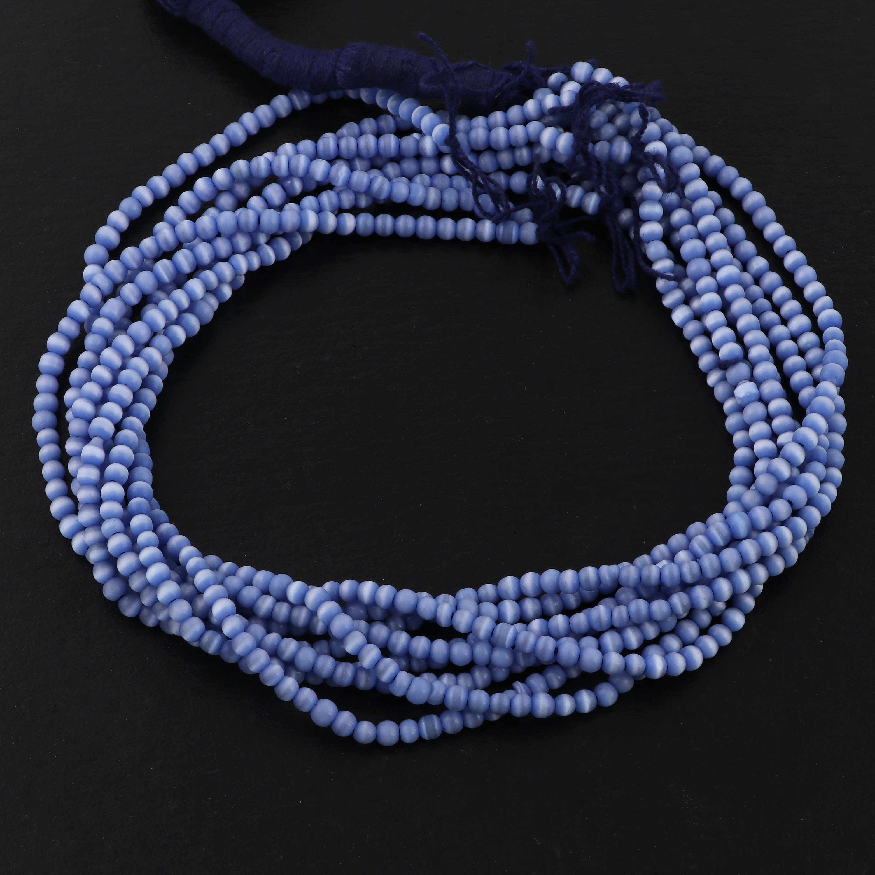 Natural Blue Obsidian Round Shape Smooth Gemstone Beads Top | Etsy