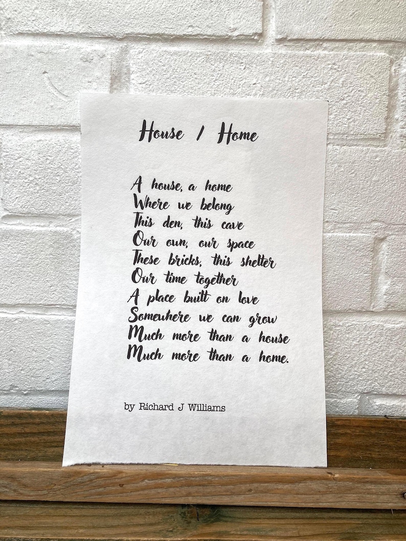 Home / Home Poem Written by Richard Williams - Etsy