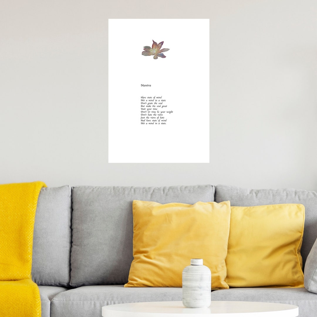 Mantra - Lotus Flower Image & Poem Canvas Reprint. Wall Art, Home Decor ...