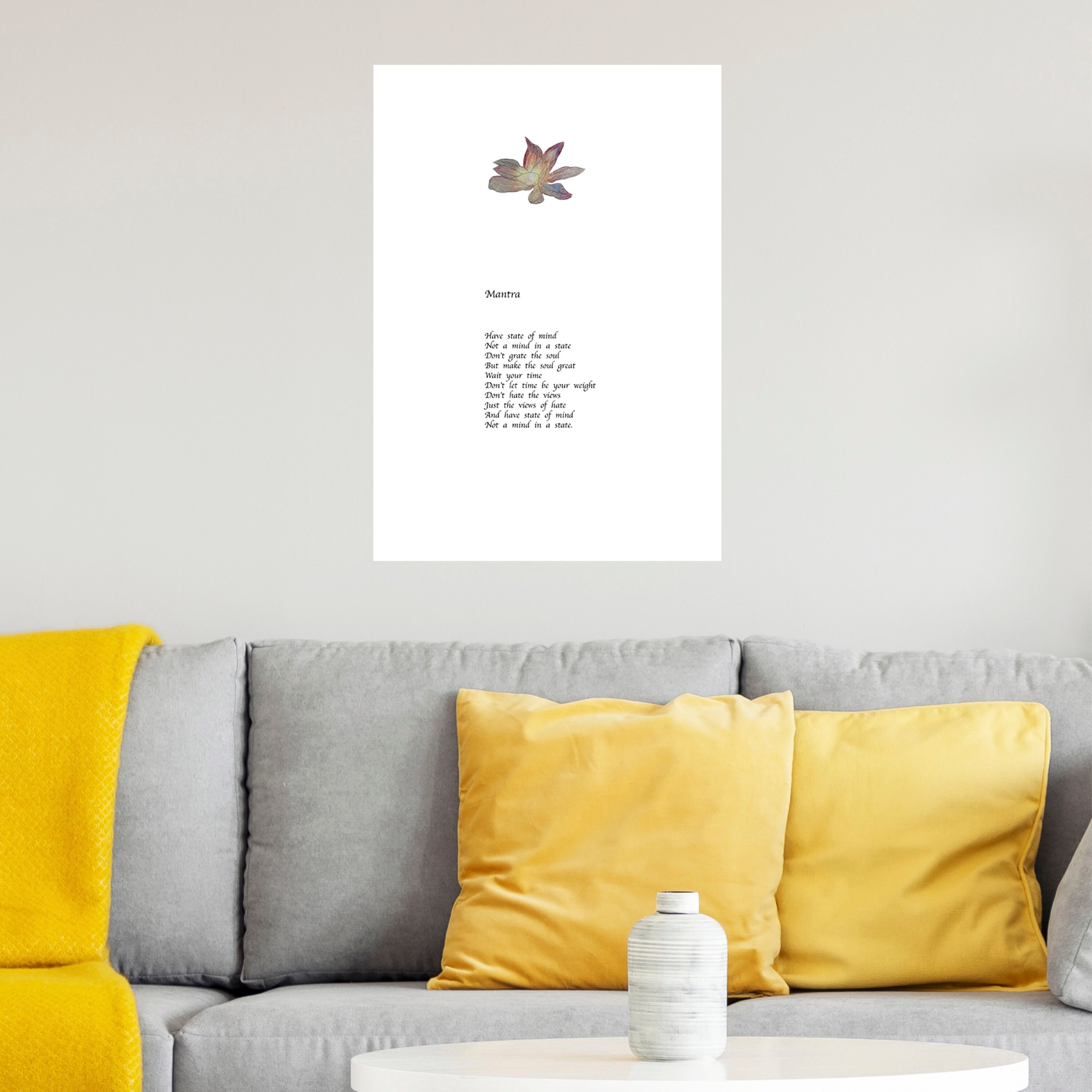 Mantra Lotus Flower Image & Poem Canvas Reprint. Wall Art, Home Decor ...