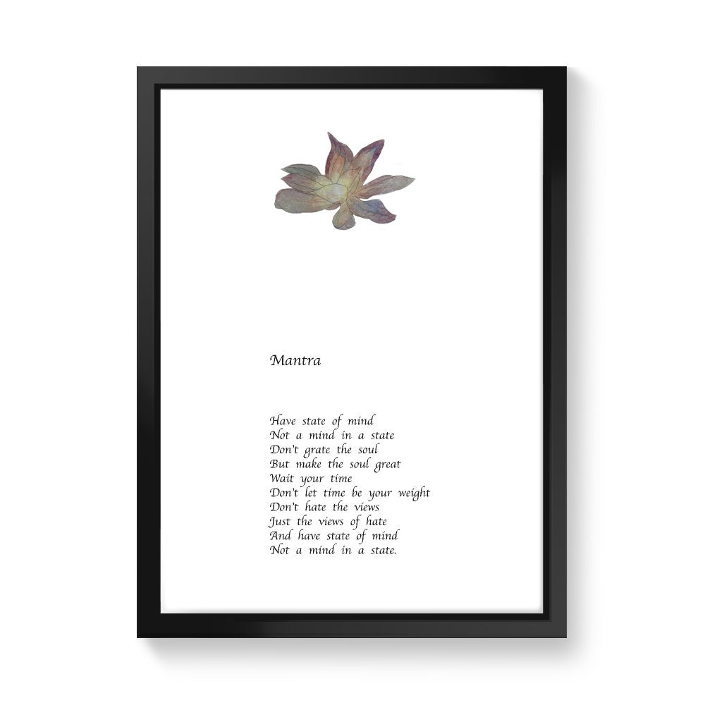 Mantra Lotus Flower Image & Poem Canvas Reprint. Wall Art, Home Decor ...