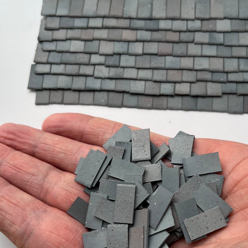 1:35th Scale Miniature Model Doll House Roof + Wall Tiles Slates | 250 ...