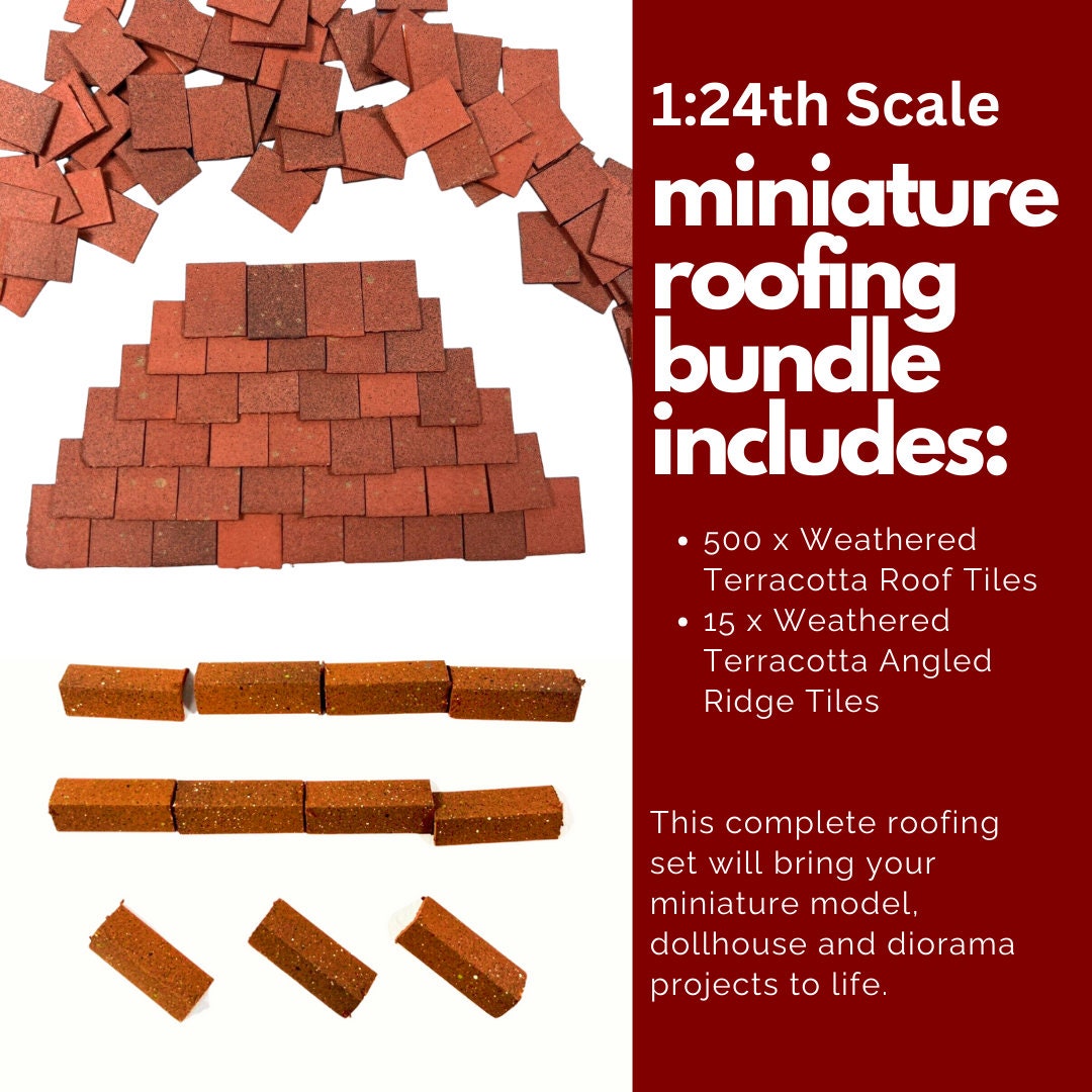 The Ultimate 1:24th Miniature Model Doll House Roofing Bundle 500 Roof ...