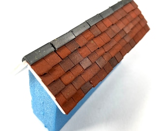 1:12th Scale Miniature Model Dollhouse Diorama Angled Ridge Roof Tiles ...