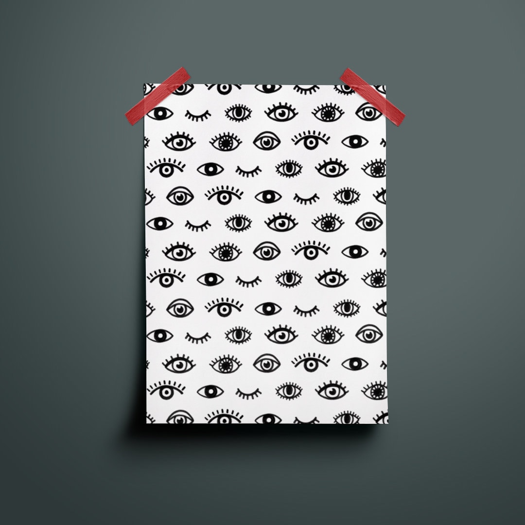 Poster, A4 Print, Black White, Eye, Eyes, Pattern, Pattern ...