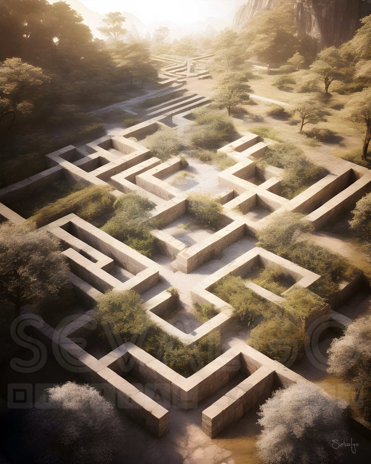 Maze Labyrinth Sacred Grounds Dark Fantasy Art Digital - Etsy