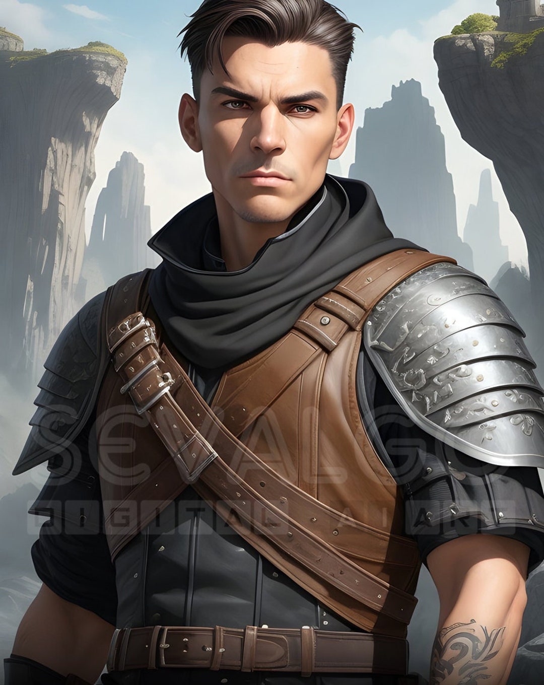 Warrior Ranger Fighter Hunter Dark Fantasy Art Digital - Etsy