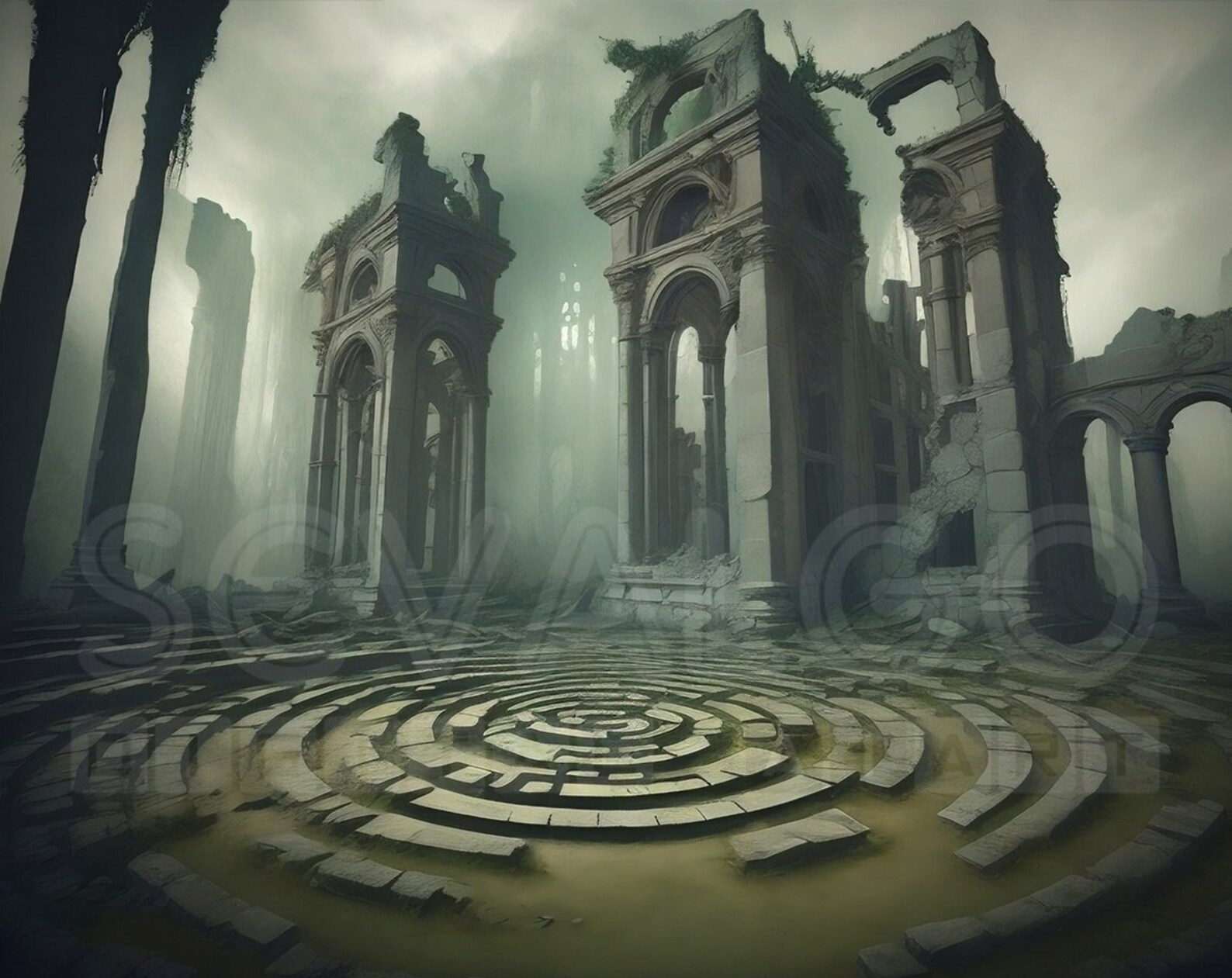 Ruins Maze Labyrinth Vestige Temple Realm Fantasy Art - Etsy