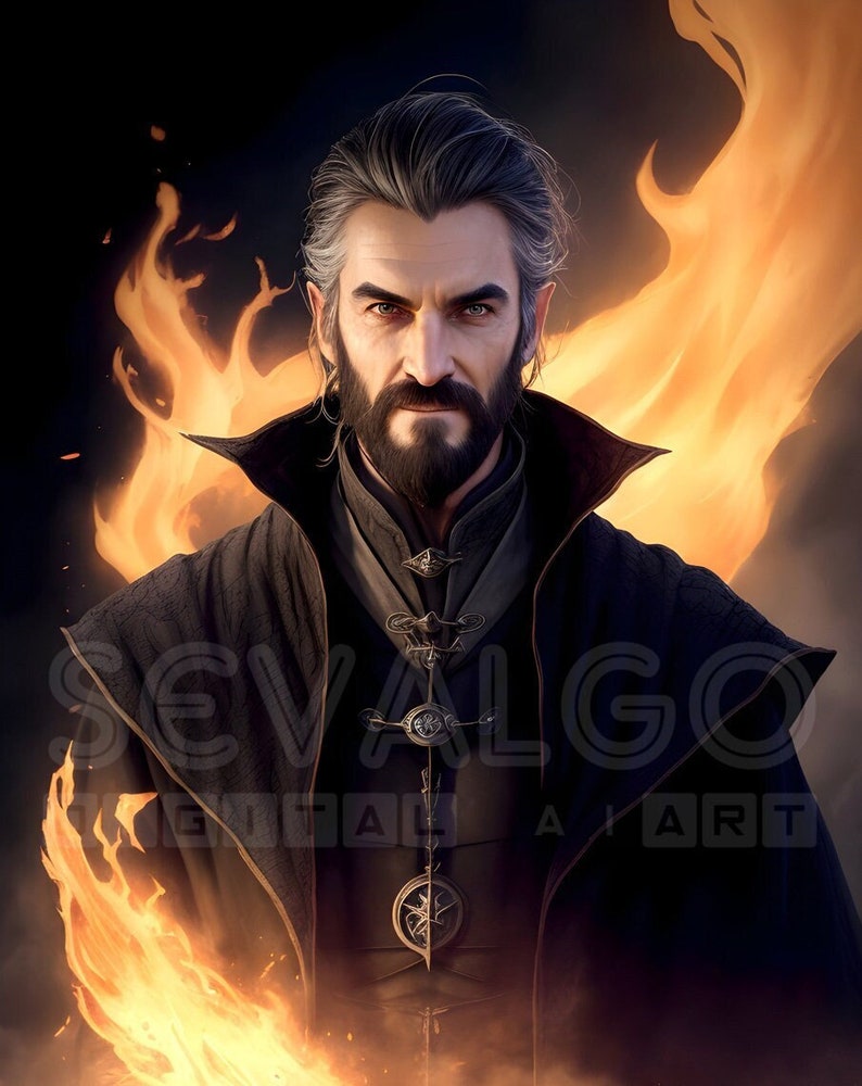 Mage Sorcerer Warlock Wizard Dark Fantasy Art Digital - Etsy