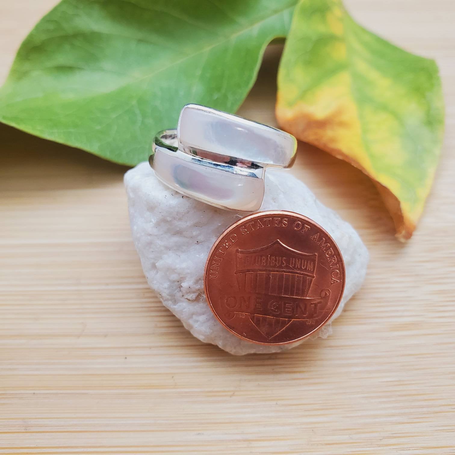 925forher White Mother of Pearl Inlay Ring Sterling Silver | Etsy