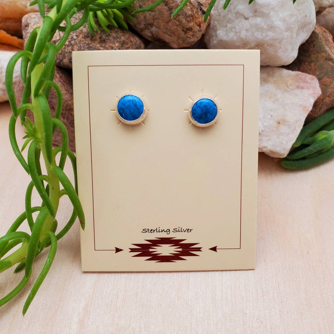 925forher 6mm Blue Denim Lapis Studs | Dainty Blue Denim Stud Earrings ...