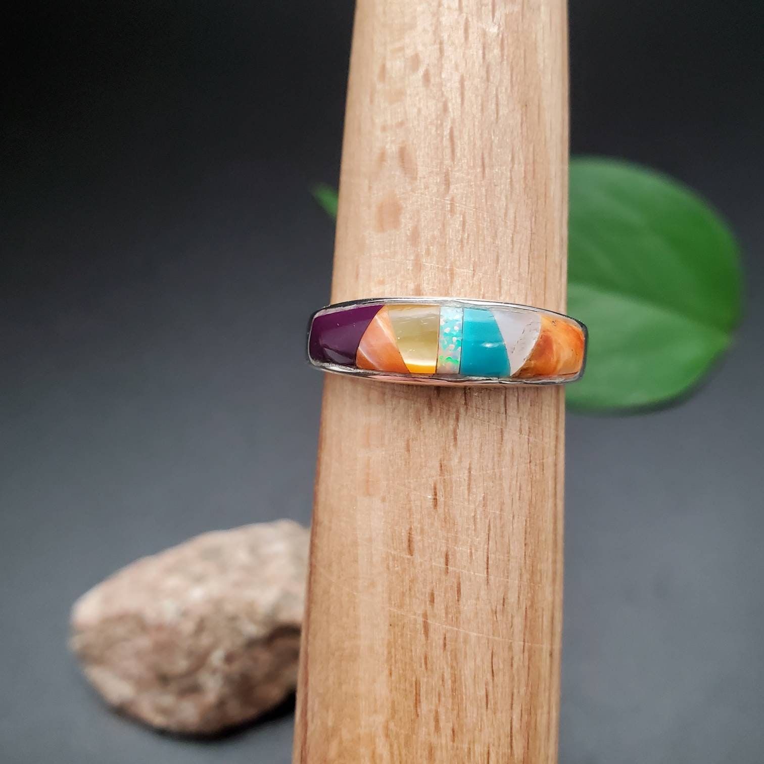 Inlay Ring 444 Lovely Multicolor Inlay Ring Southwest - Etsy