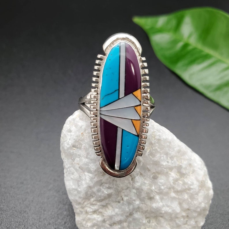 Inlay Ring 488 Lovely Multicolor Inlay Southwest Ring Size - Etsy