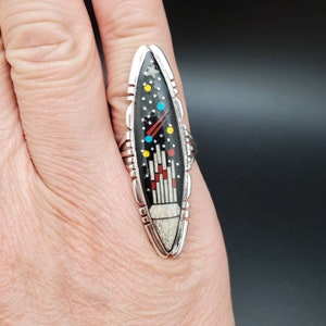 Inlay Ring #490 | Lovely Micro Inlay Southwest Ring Size 8 | Sterling ...