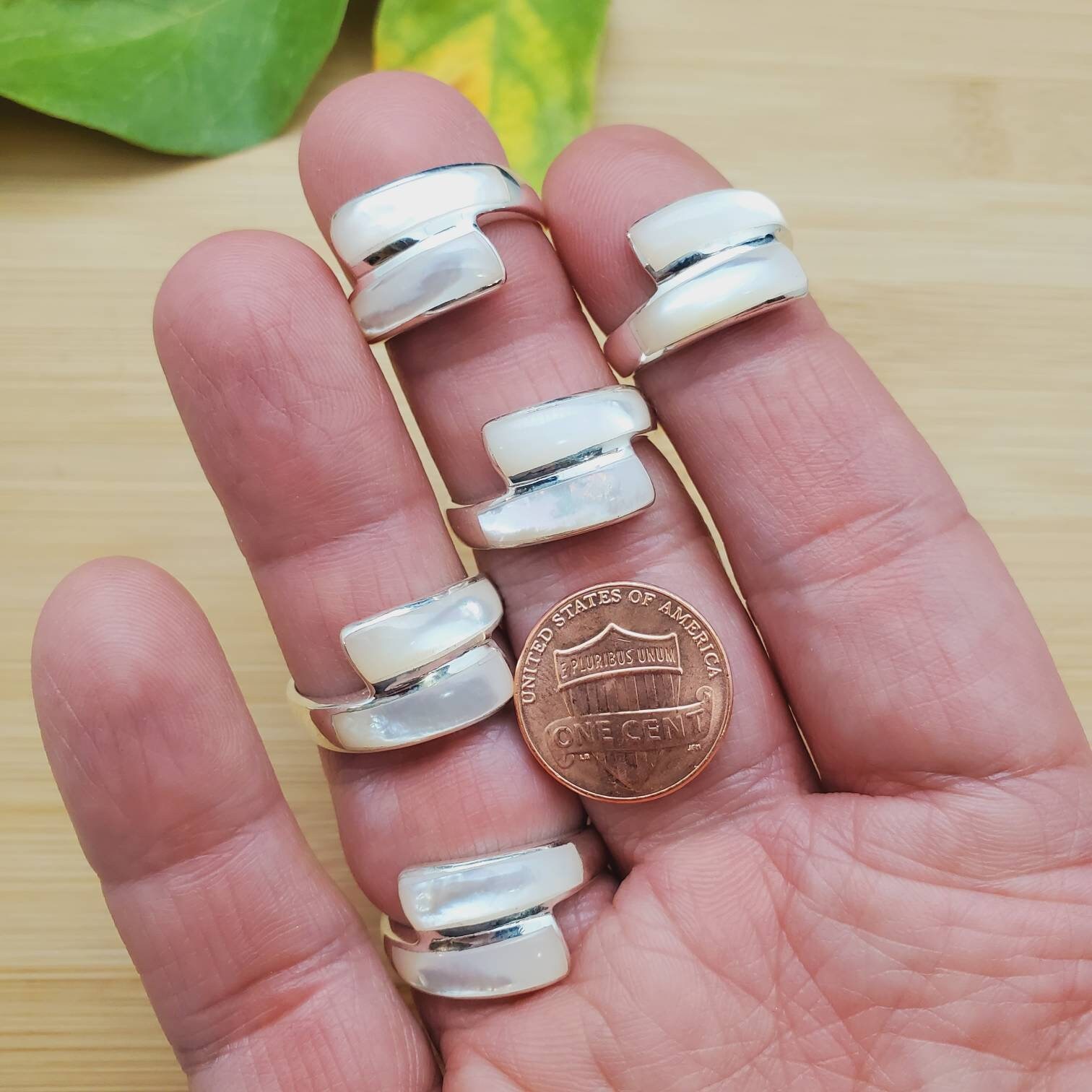 925forher White Mother of Pearl Inlay Ring Sterling Silver | Etsy