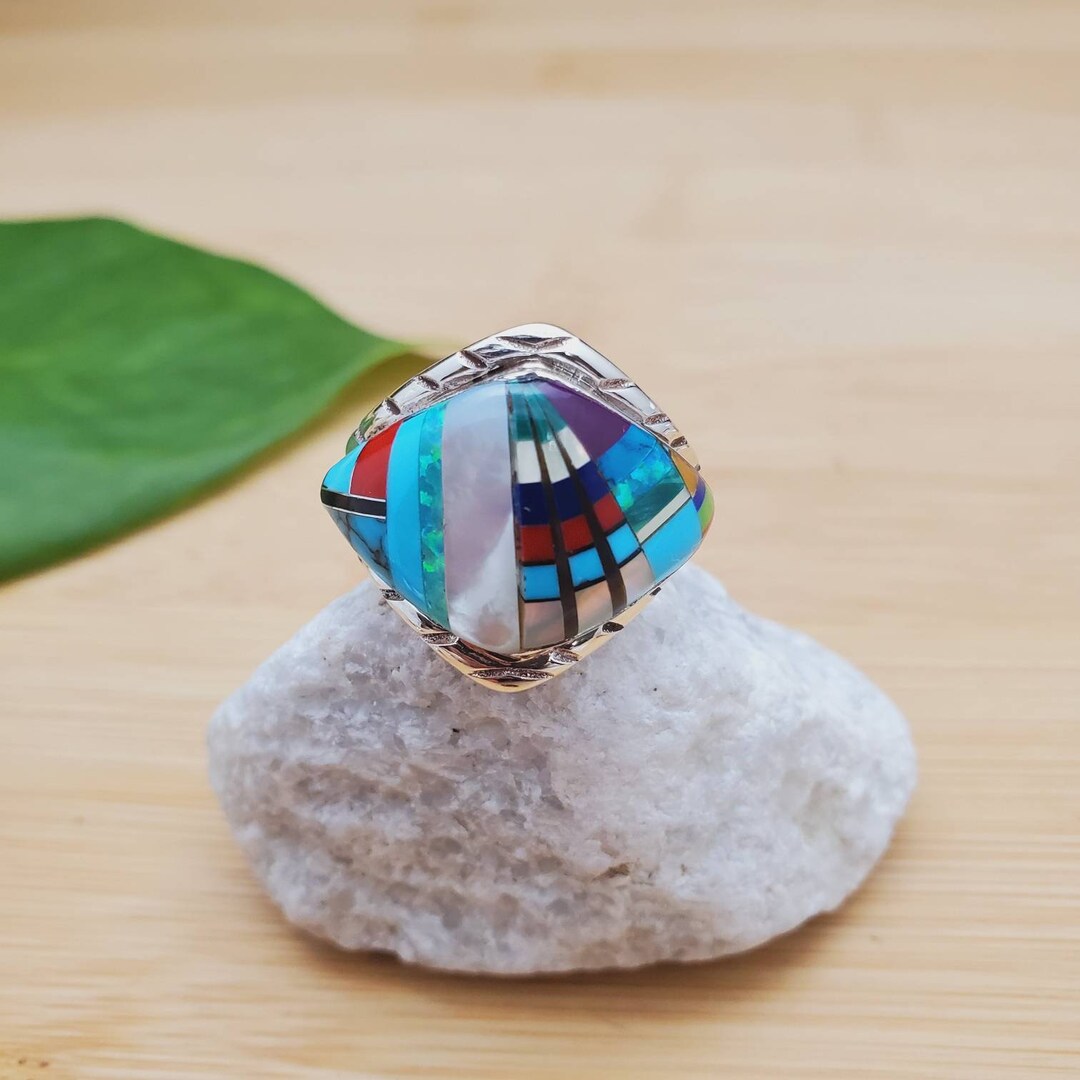 Inlay Ring #430 | Lovely Southwest Ring Size 6 1/2 US | Sterling Silver ...