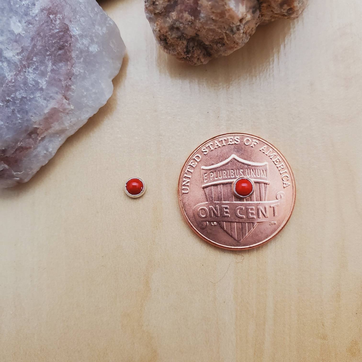 925ForHer 2mm Super Small Studs Tiny Red Coral Studs | Etsy