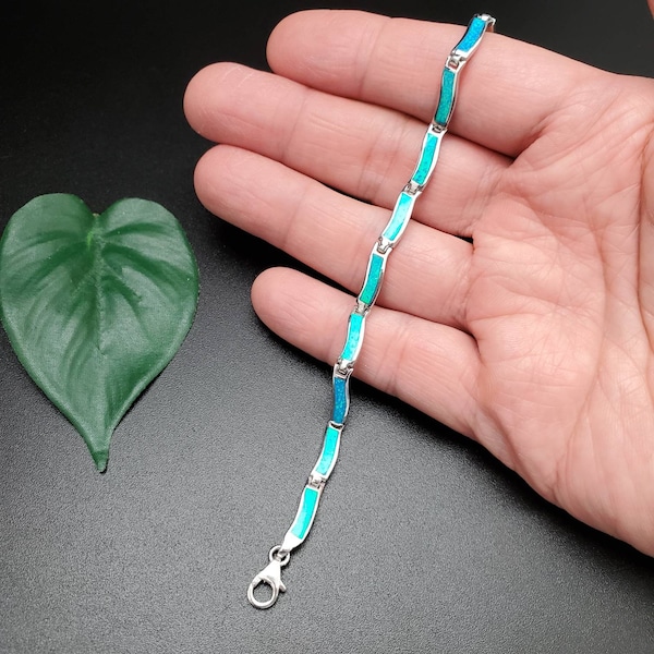Sterling Inlay Stone Bracelet - Etsy