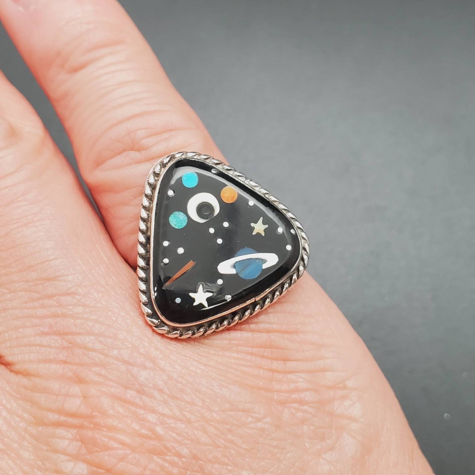 Inlay Ring #472 | Lovely Micro Inlay Southwest Ring Size | Sterling ...