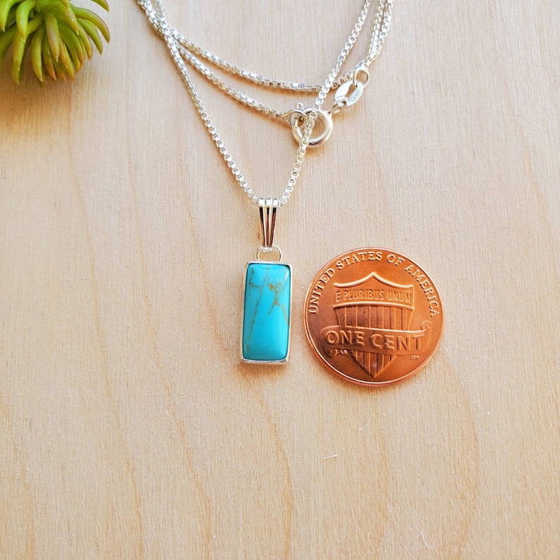 925forher Long Rectangle Turquoise Necklace Pendant With Silver Box ...