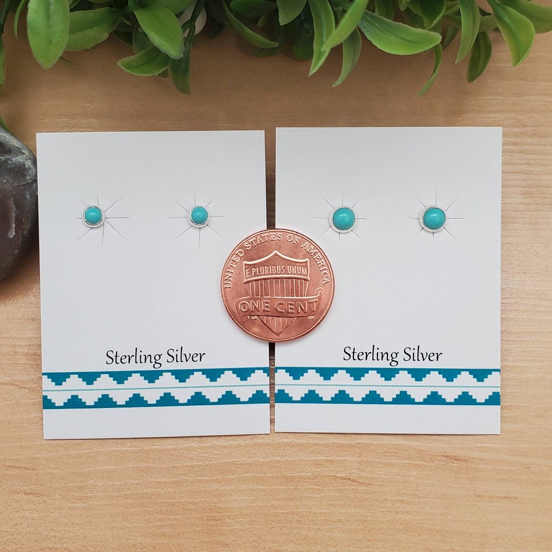 925forher Kingman Turquoise Studs | Tiny 3mm 4mm Sterling Silver Stud ...
