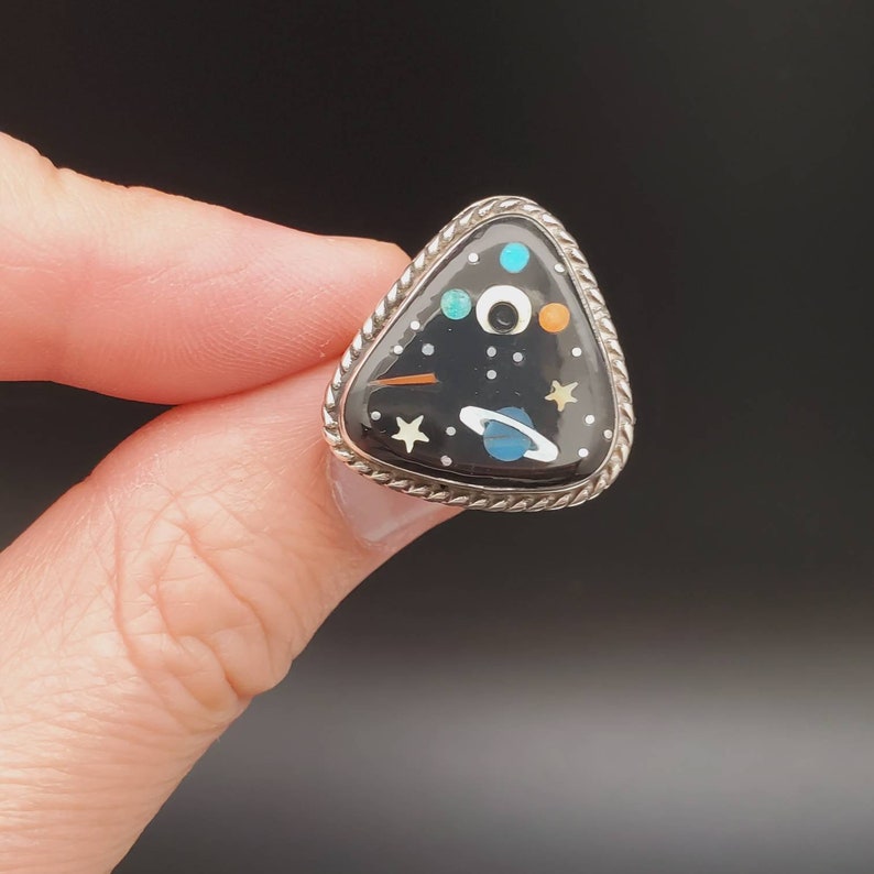 Inlay Ring #472 | Lovely Micro Inlay Southwest Ring Size | Sterling ...