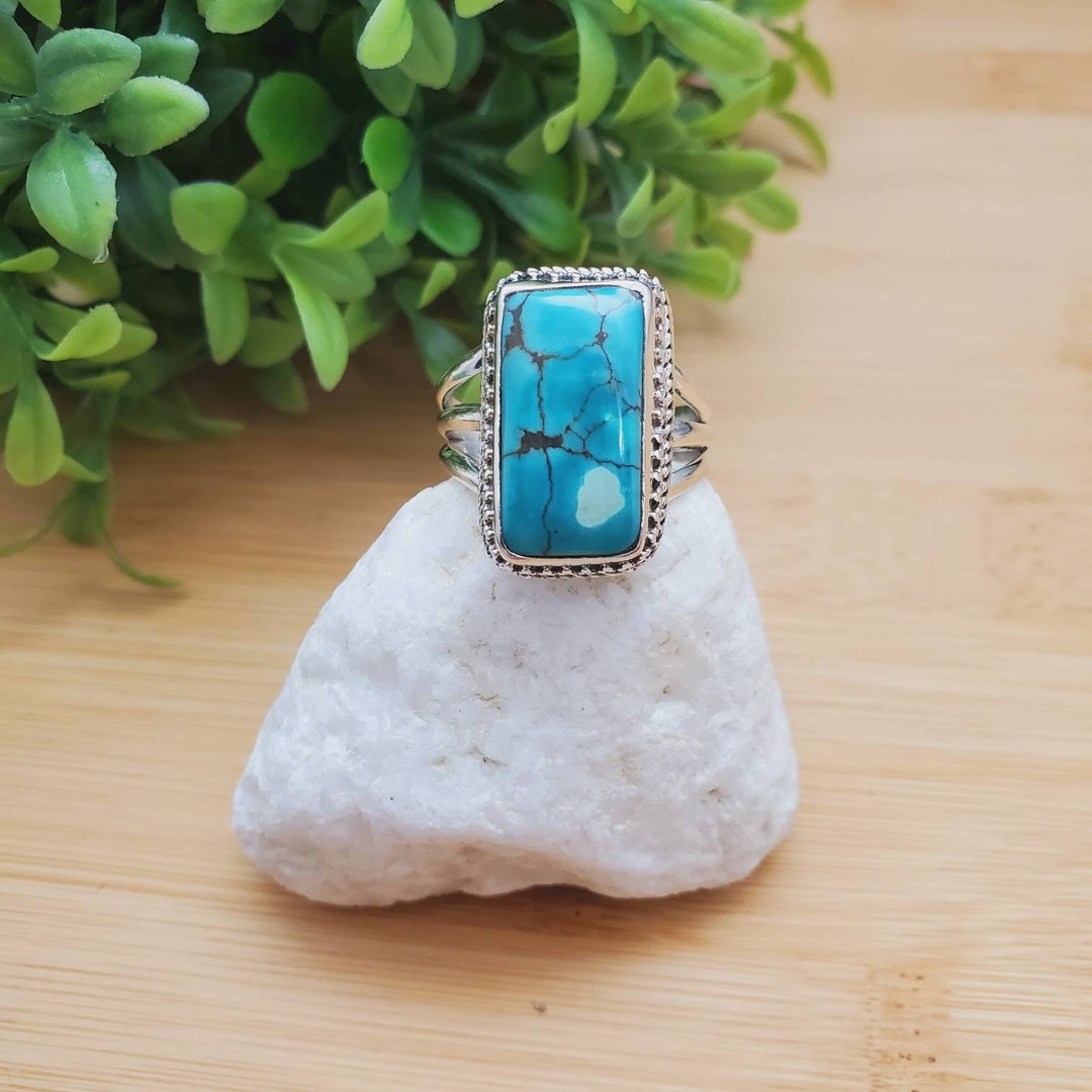 PLNT#236 | Big Turquoise Ring Size 11 | Sterling Silver Turquoise Ring ...