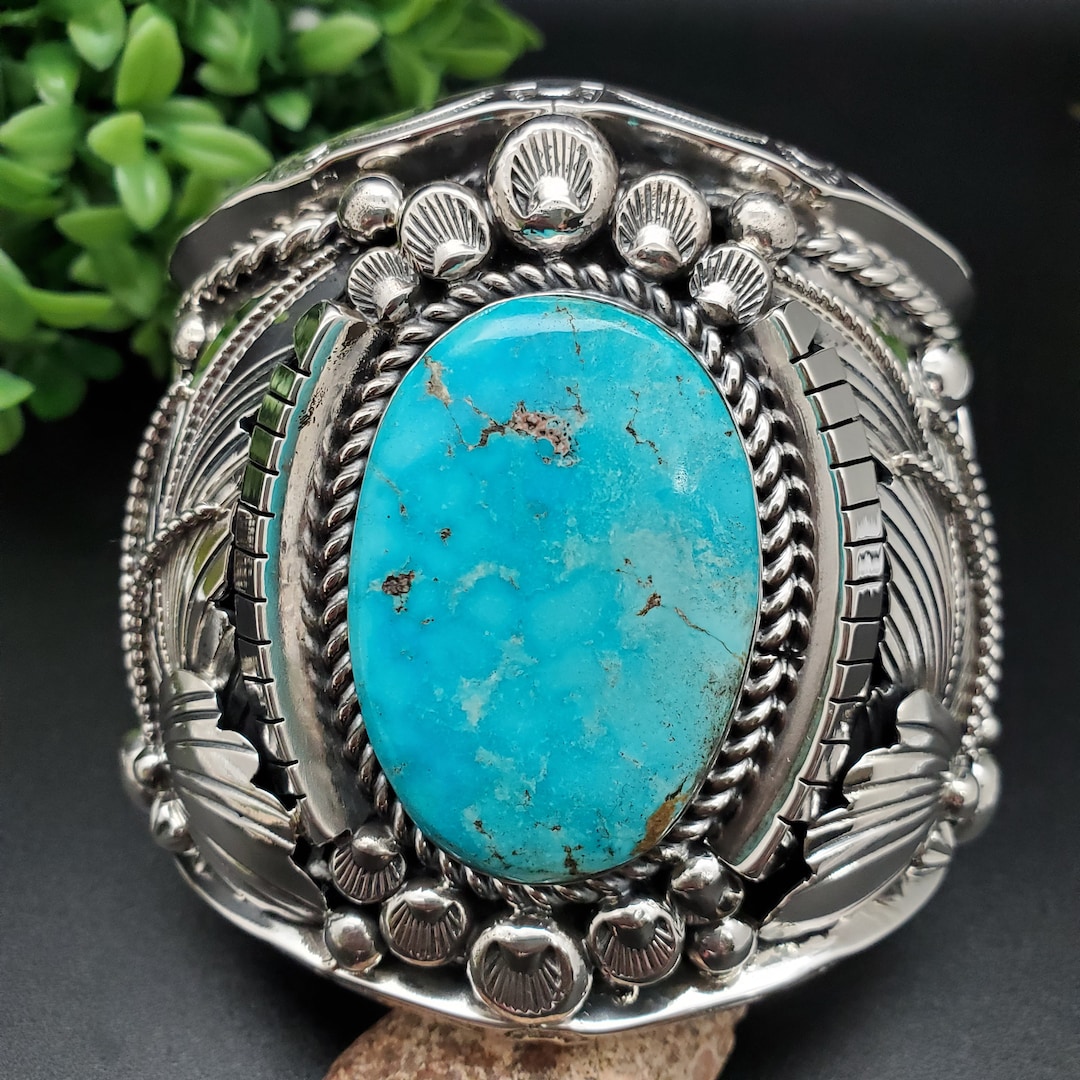 279.5 Grams Big Kingman Turquoise Cuff Bracelet | Huge Southwest ...