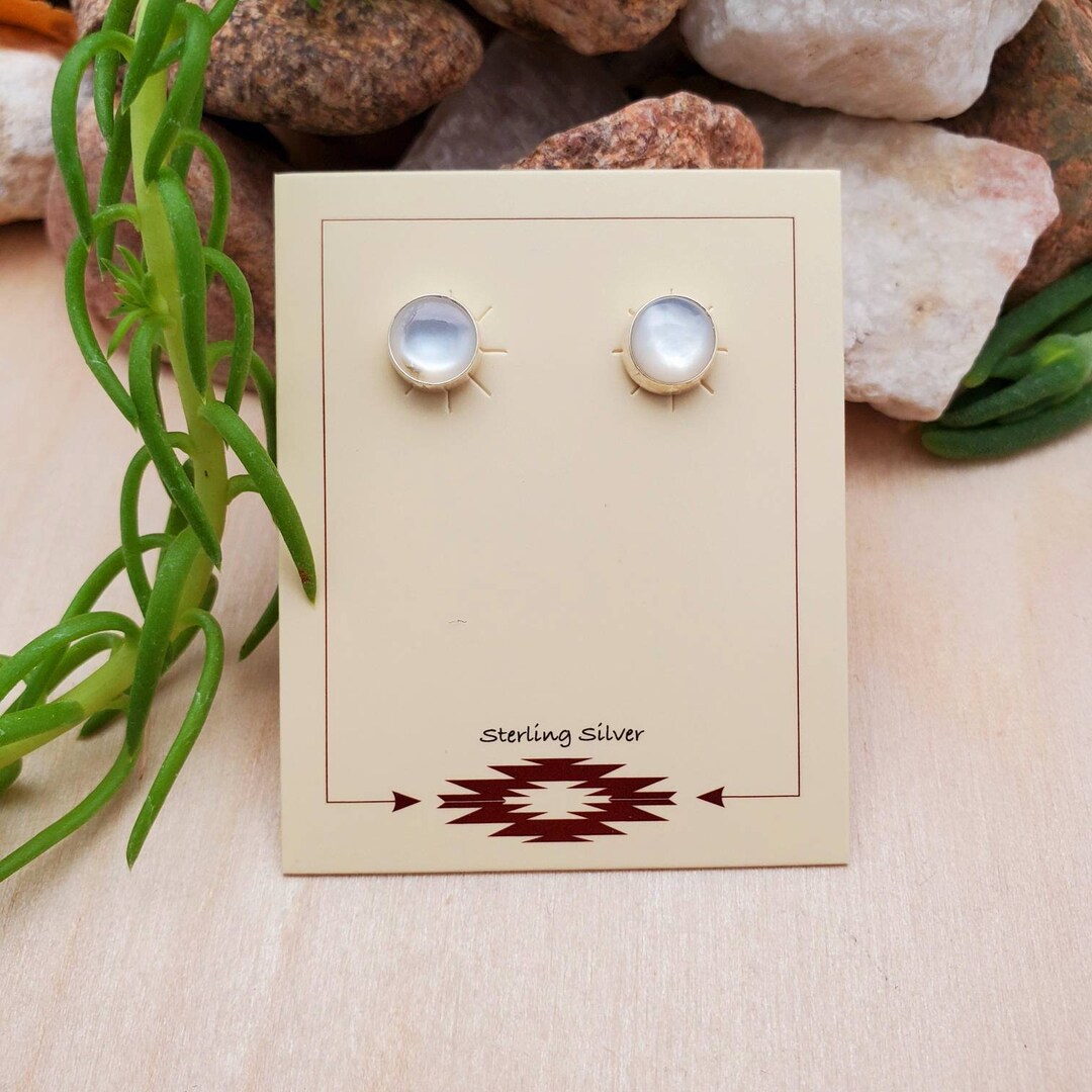 925forher 6mm White Mother of Pearl Studs | Sterling Silver White Shell ...